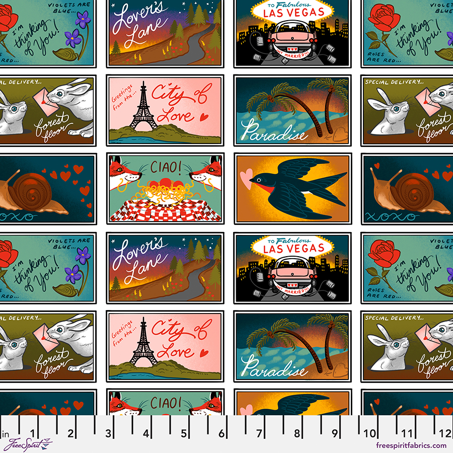 Postcards - Multi || Love Letters - FreeSpirit Fabrics